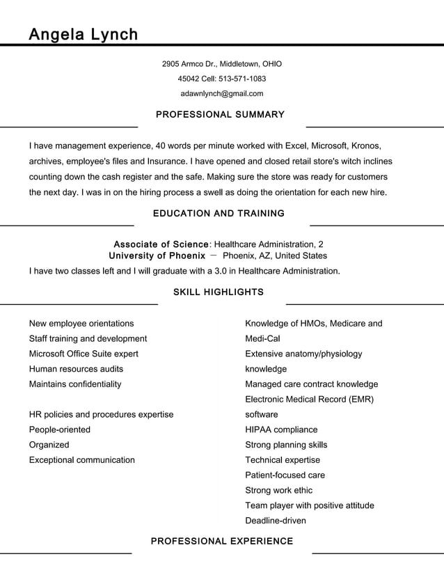 Angela Lynch Resume 1 | PDF