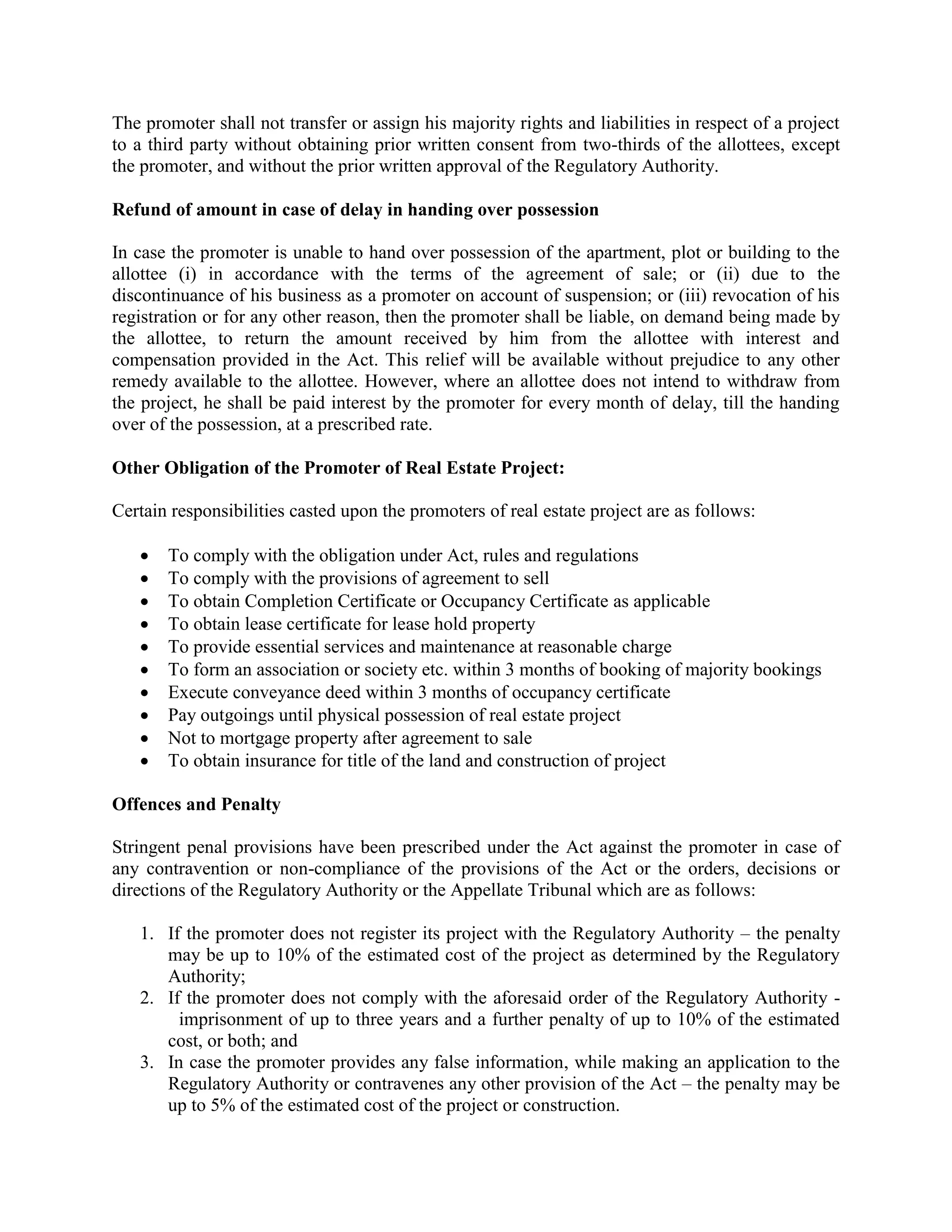 Real Estate (Regulation and Development) Act, 2016-Promoters ...