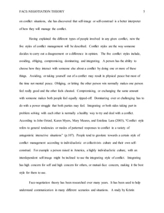 Face-Negotiation Theory paper | DOCX