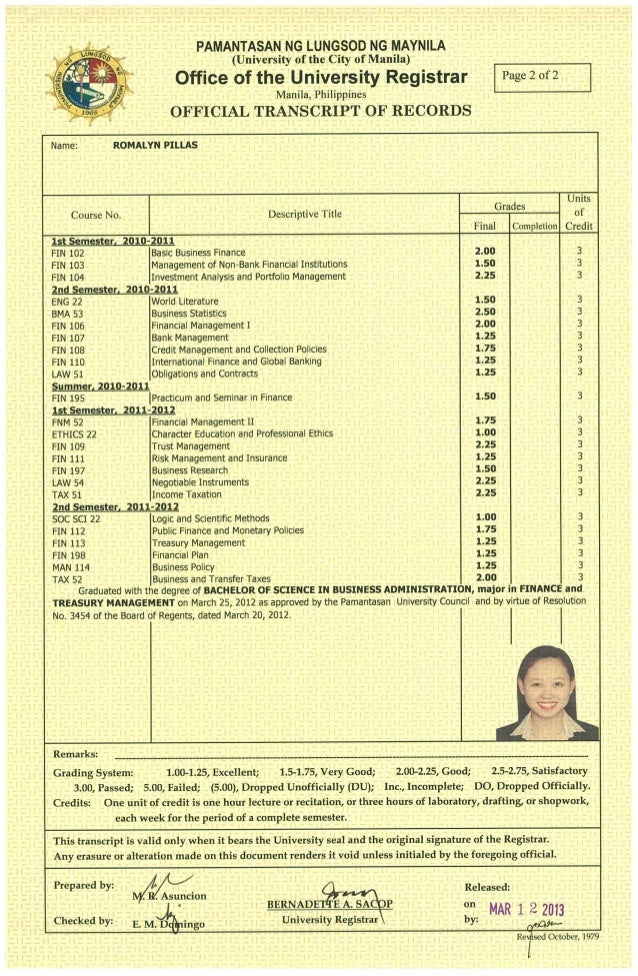 transcript of records