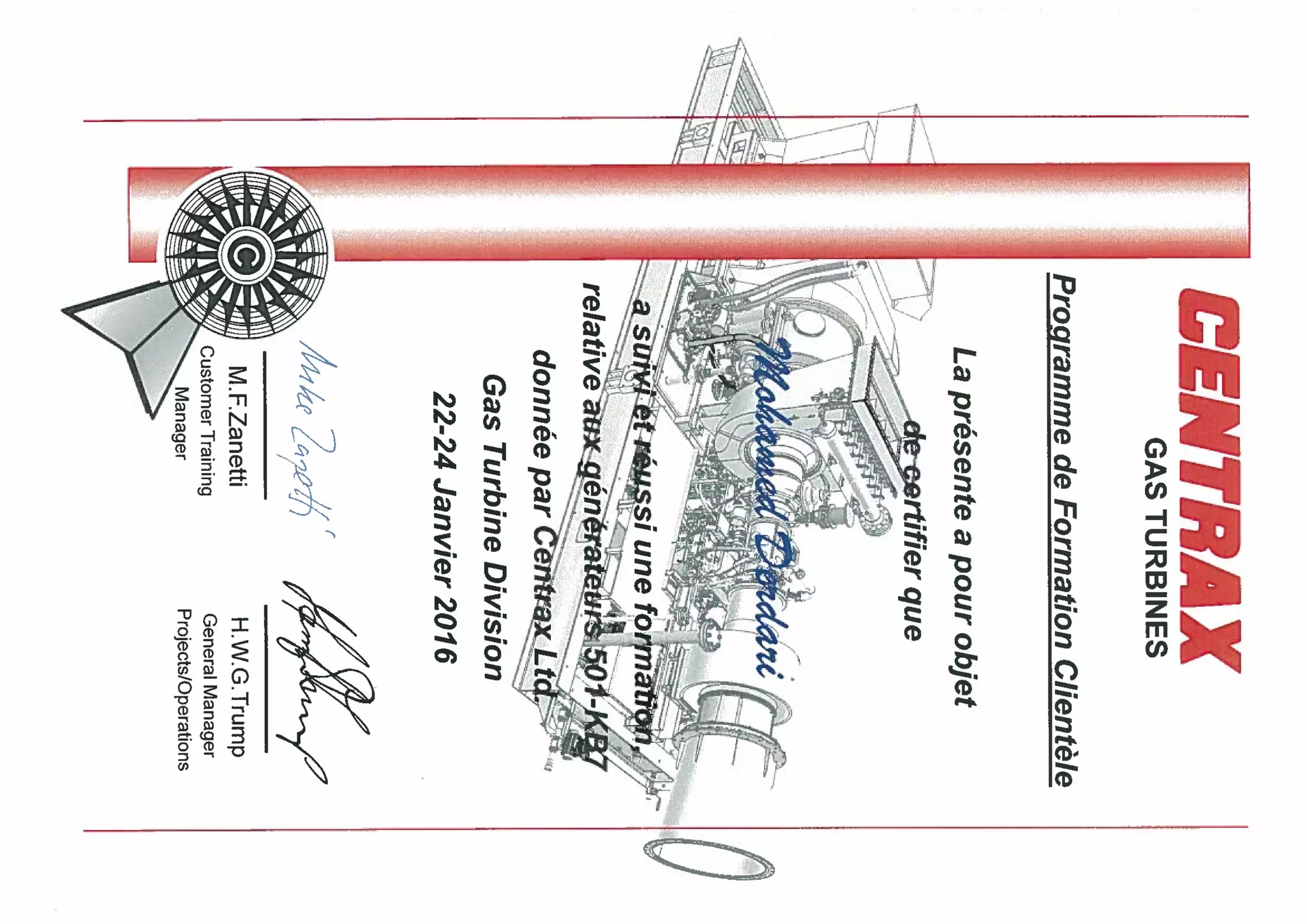 CENTRAX Gas Turbine Certaficate | PDF