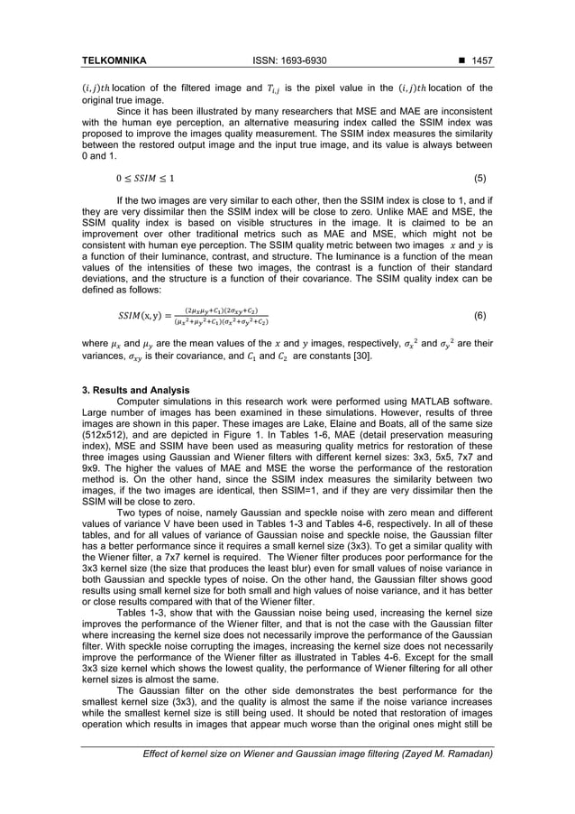 Effect Of Kernel Size On Wiener And Gaussian Image Filtering Pdf