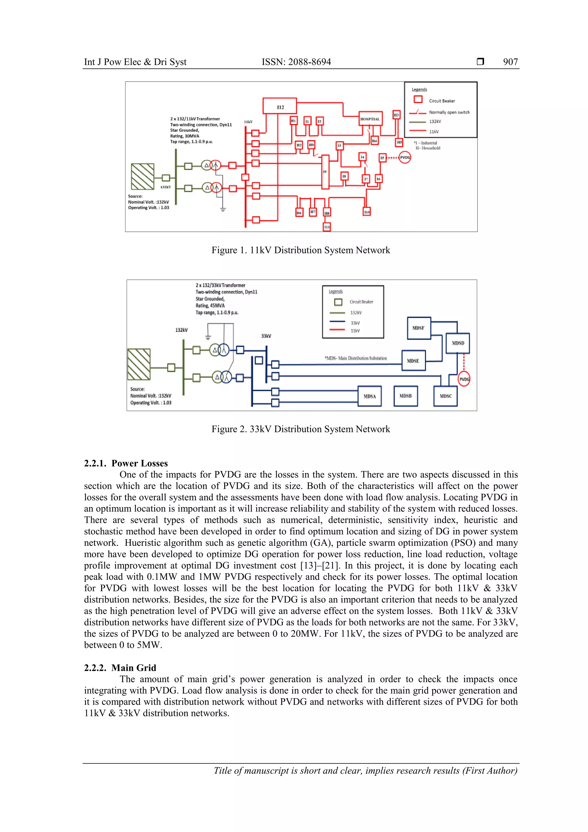 Impacts of Photovoltaic Distributed Generation Location and Size on Distribution Power System ...