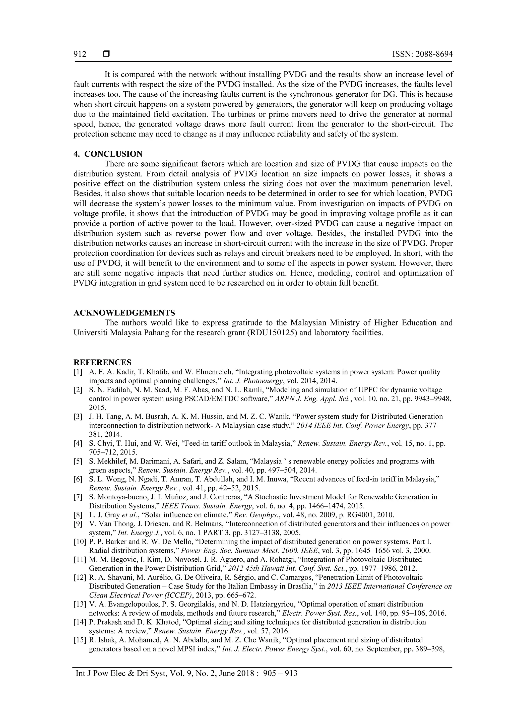 Impacts of Photovoltaic Distributed Generation Location and Size on Distribution Power System ...