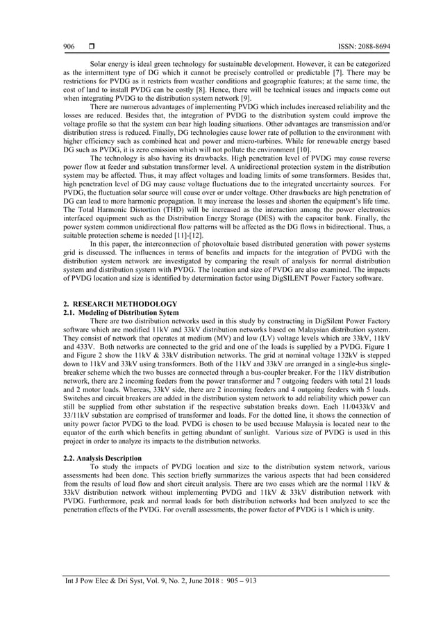 Impacts of Photovoltaic Distributed Generation Location and Size on Distribution Power System ...