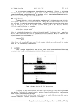 Energy distribution in formant bands for arabic vowels | PDF