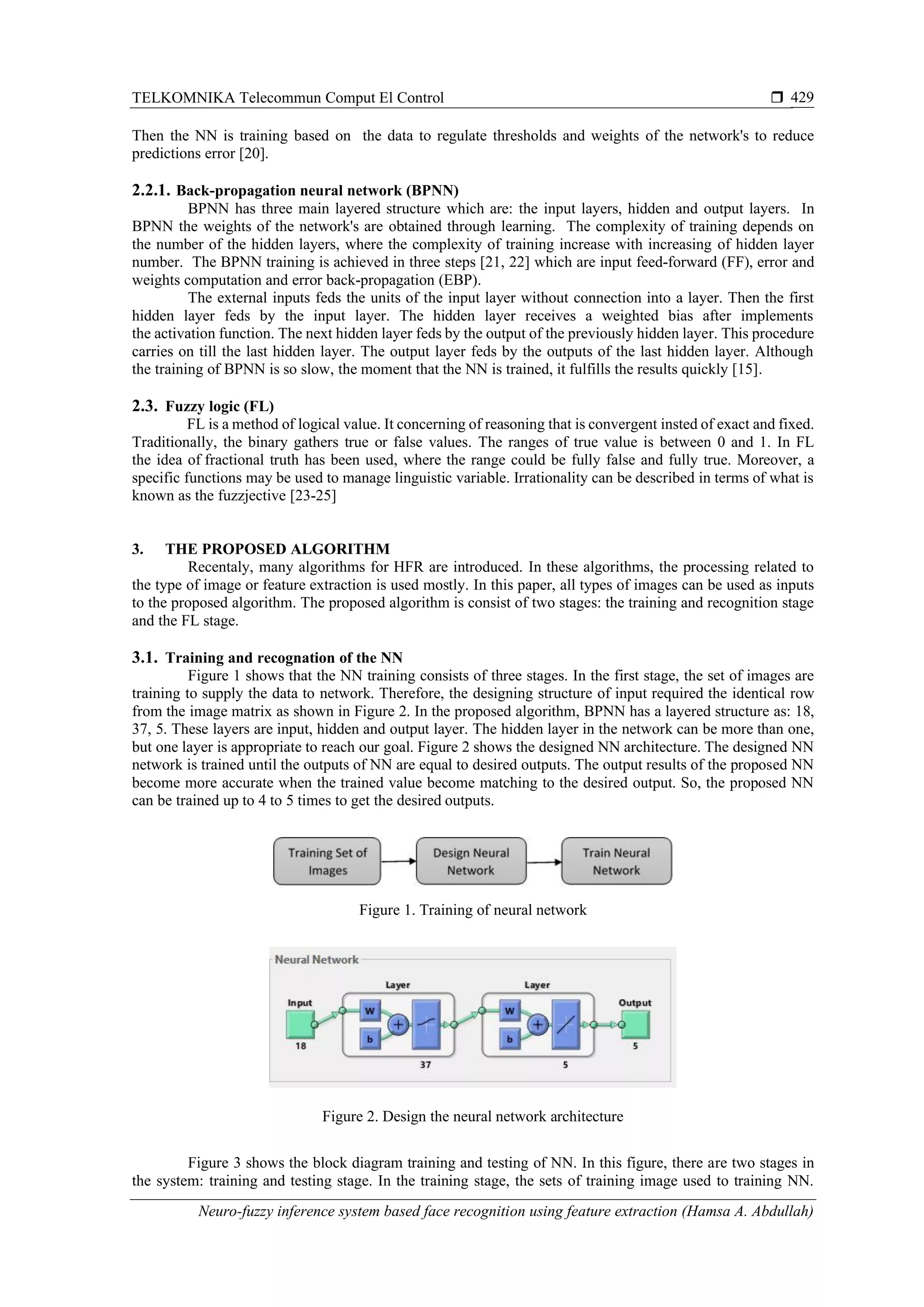 Neuro Fuzzy Inference System Based Face Recognition Using Feature