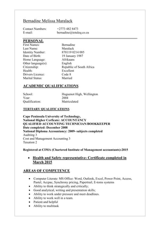 Bernadine's CV new | PDF