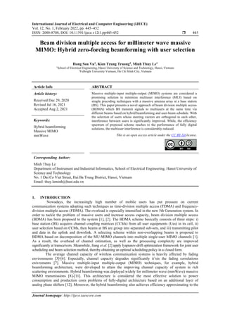 Beam division multiple access for millimeter wave massive MIMO: Hybrid zero-forcing beamforming ...