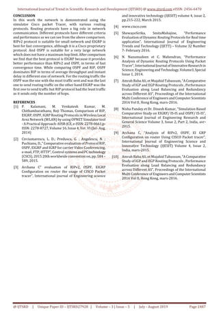 Analysis of RIP, EIGRP, and OSPF Routing Protocols in a Network | PDF
