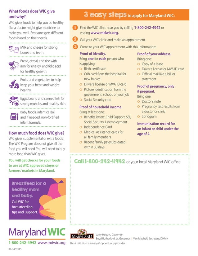 Maryland WIC Customizable One Page Outreach Handout | PDF