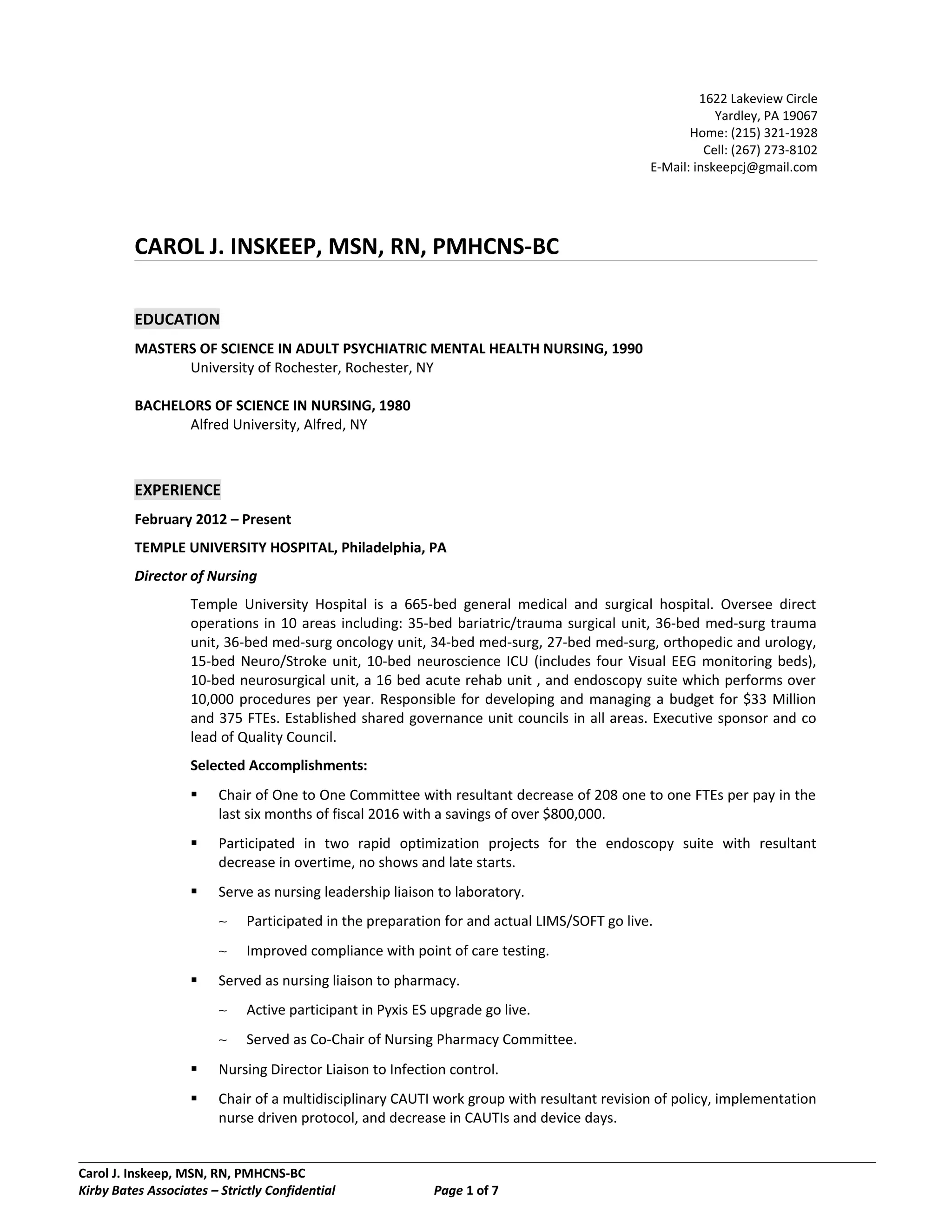 Inskeep Carol J Resume | DOC