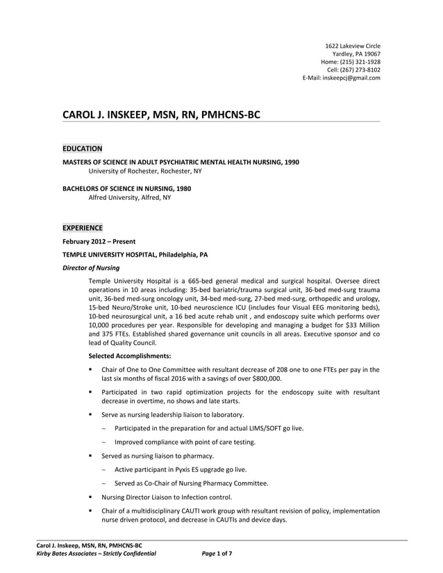 Inskeep Carol J Resume | DOC