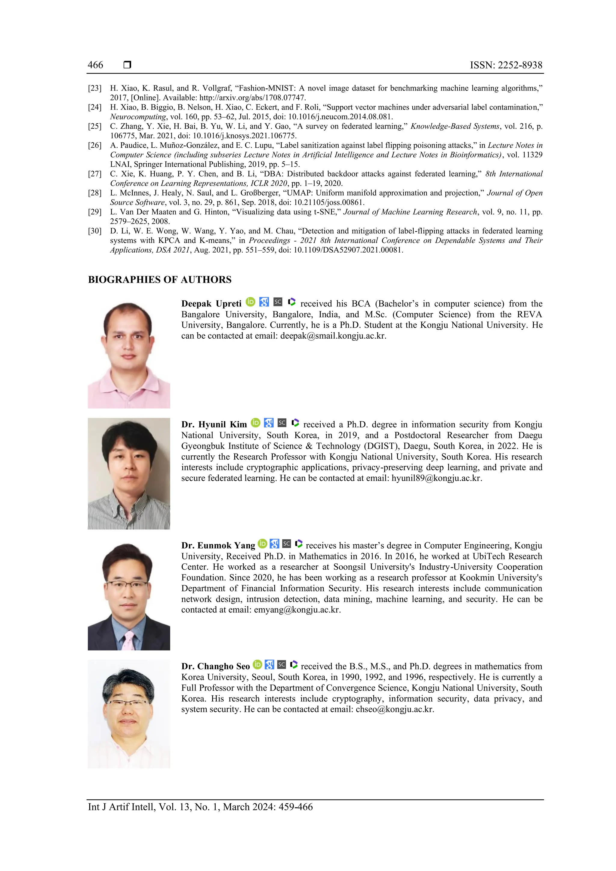 Defending against label-flipping attacks in federated learning systems using uniform manifold ...