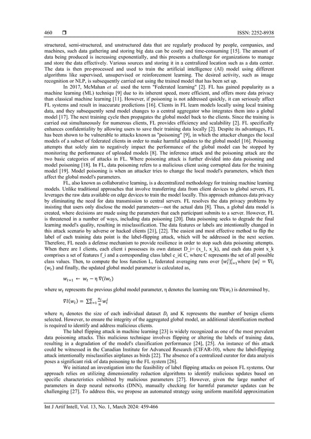 Defending against label-flipping attacks in federated learning systems using uniform manifold ...