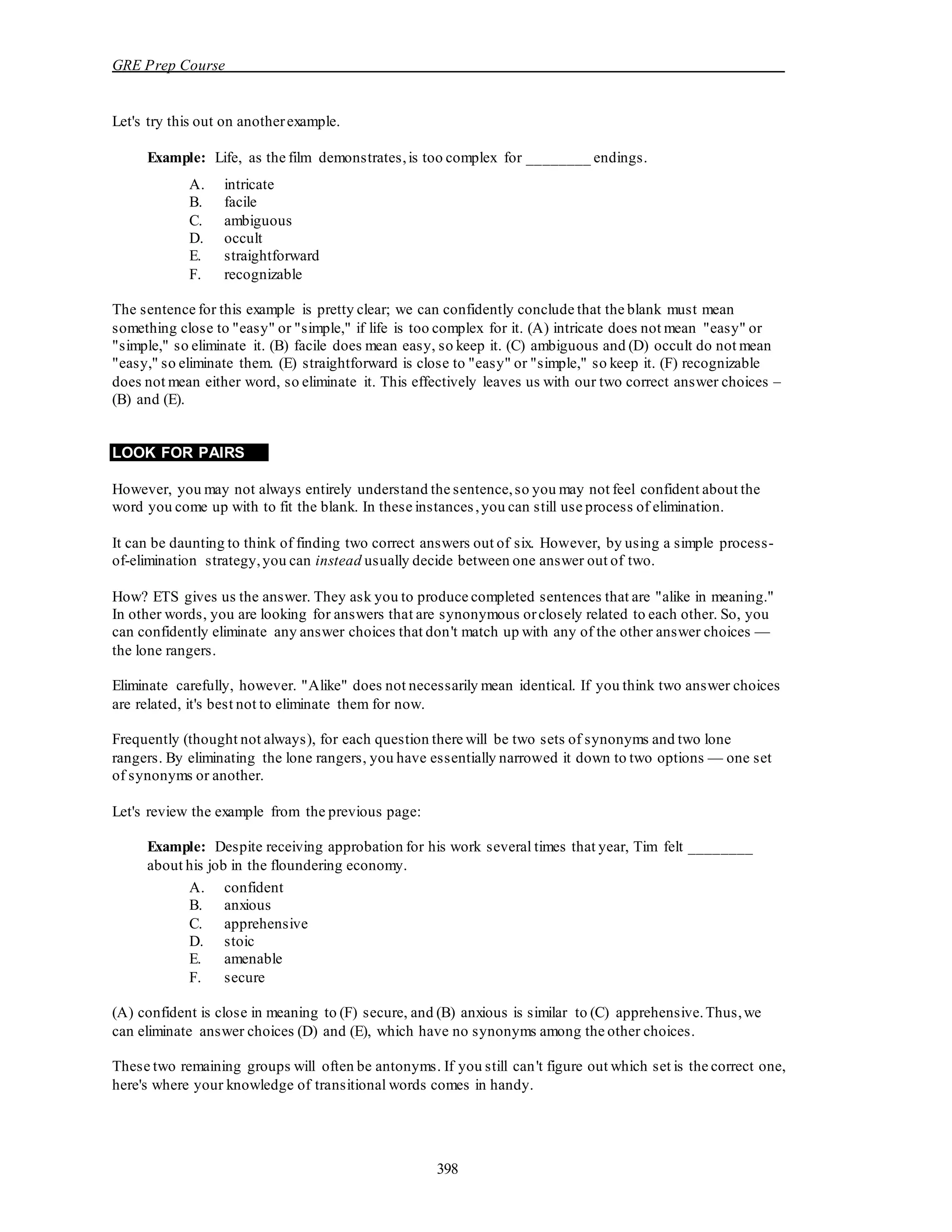GRE Sentence Equivalence Sample | DOCX