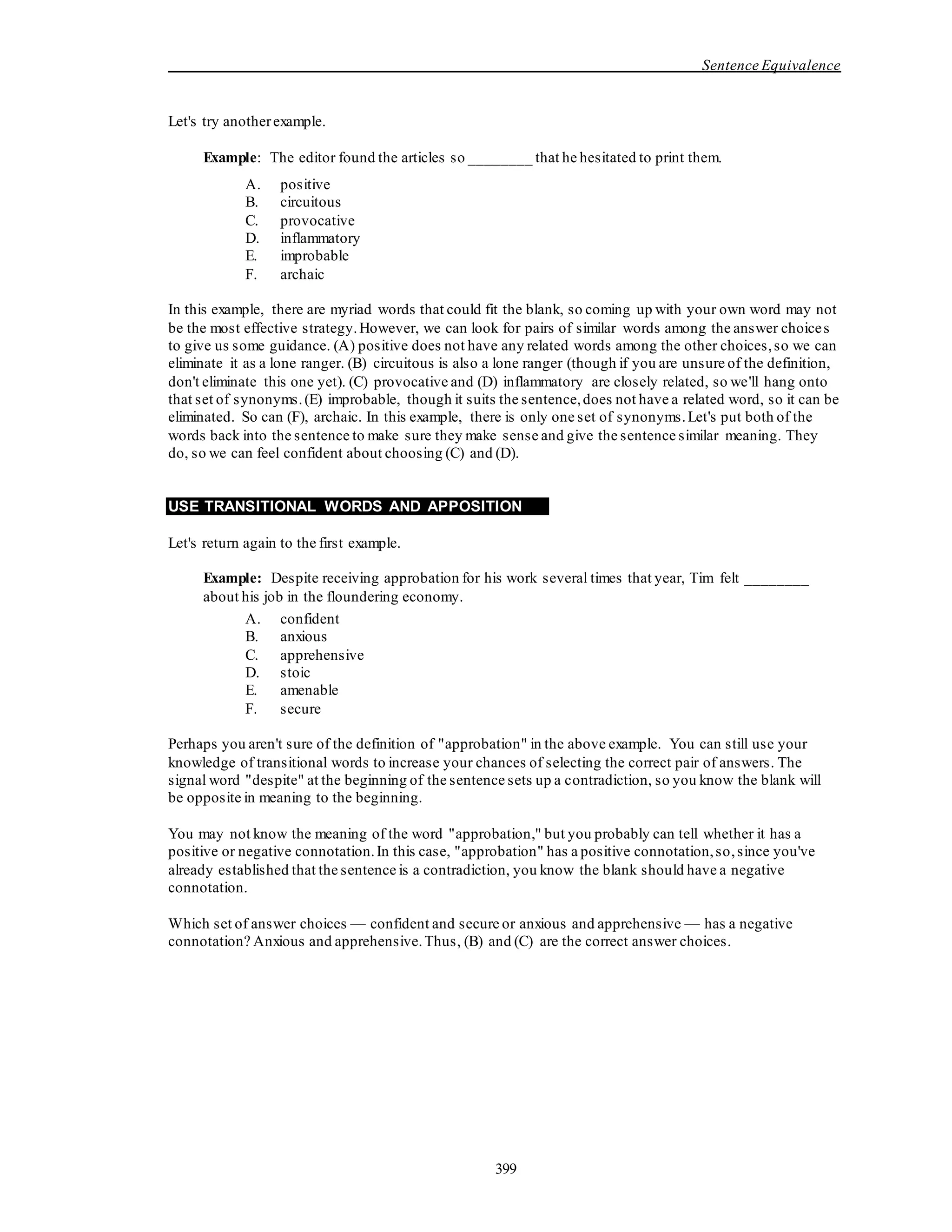GRE Sentence Equivalence Sample | DOCX