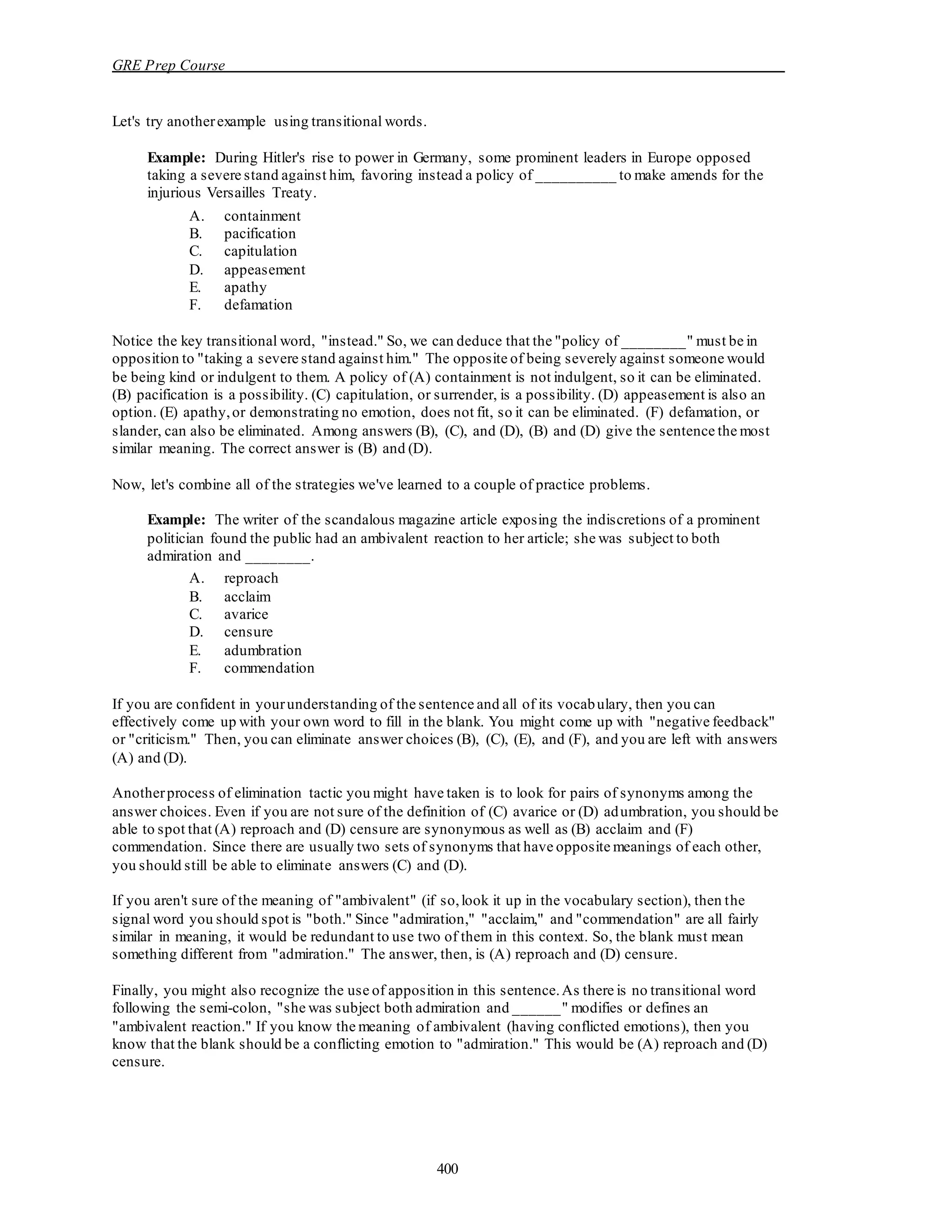 GRE Sentence Equivalence Sample | DOCX