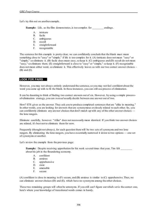 GRE Sentence Equivalence Sample | PDF
