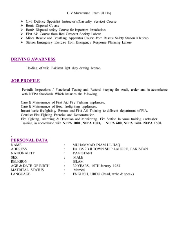 Inam C.V | PDF