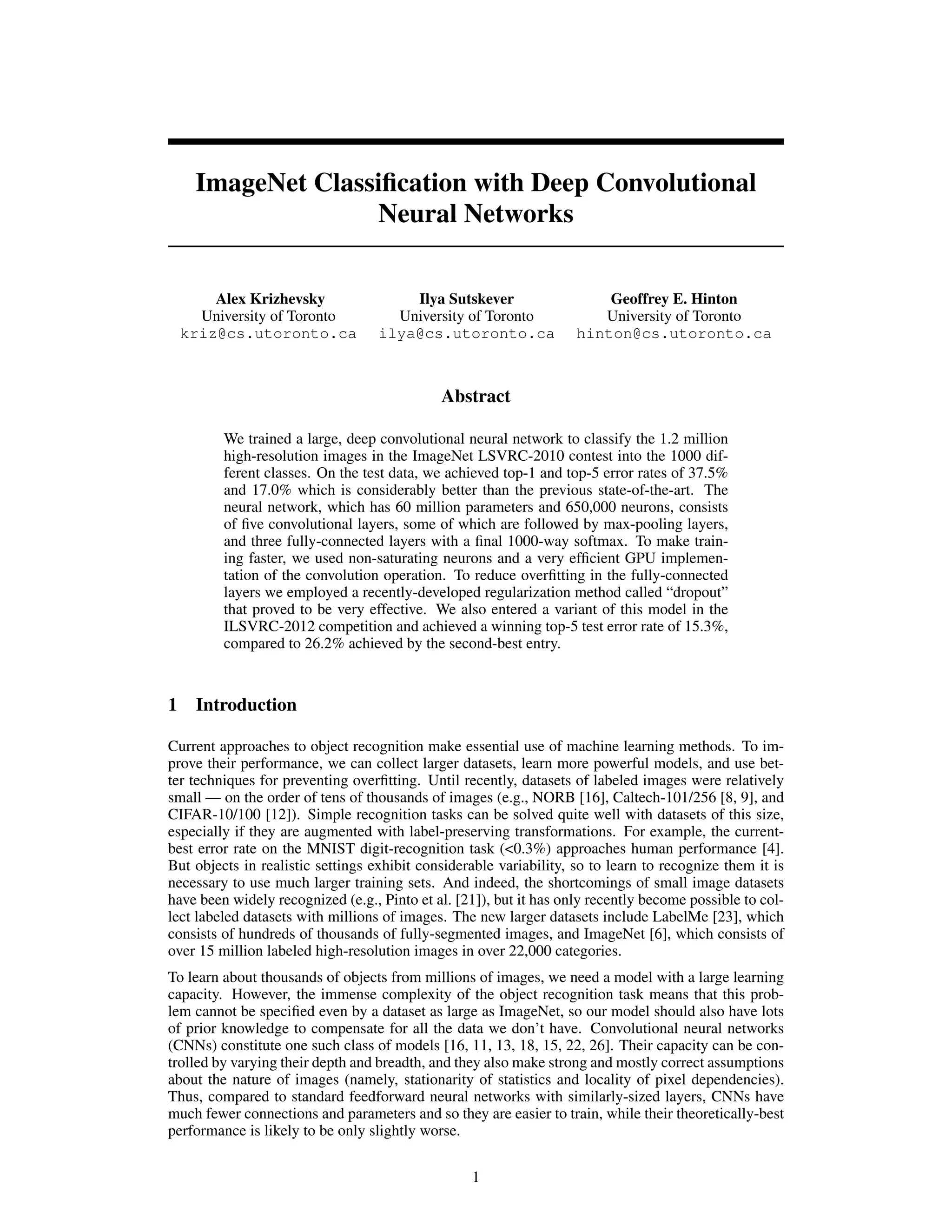 ImageNet Classification with Deep Convolutional Neural Networks | PDF