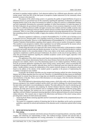 Balanced clustering for student admission school zoning by parameter tuning of constrained k ...