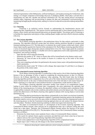 Balanced clustering for student admission school zoning by parameter tuning of constrained k ...