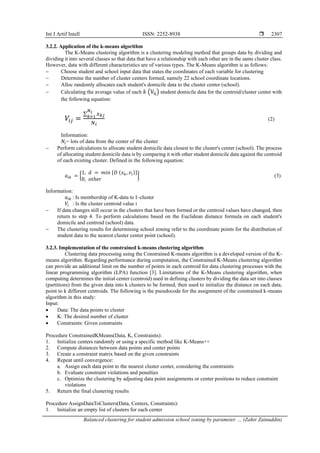 Balanced clustering for student admission school zoning by parameter tuning of constrained k ...