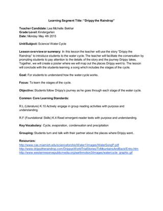 LessonPlanWaterCycleK | DOCX