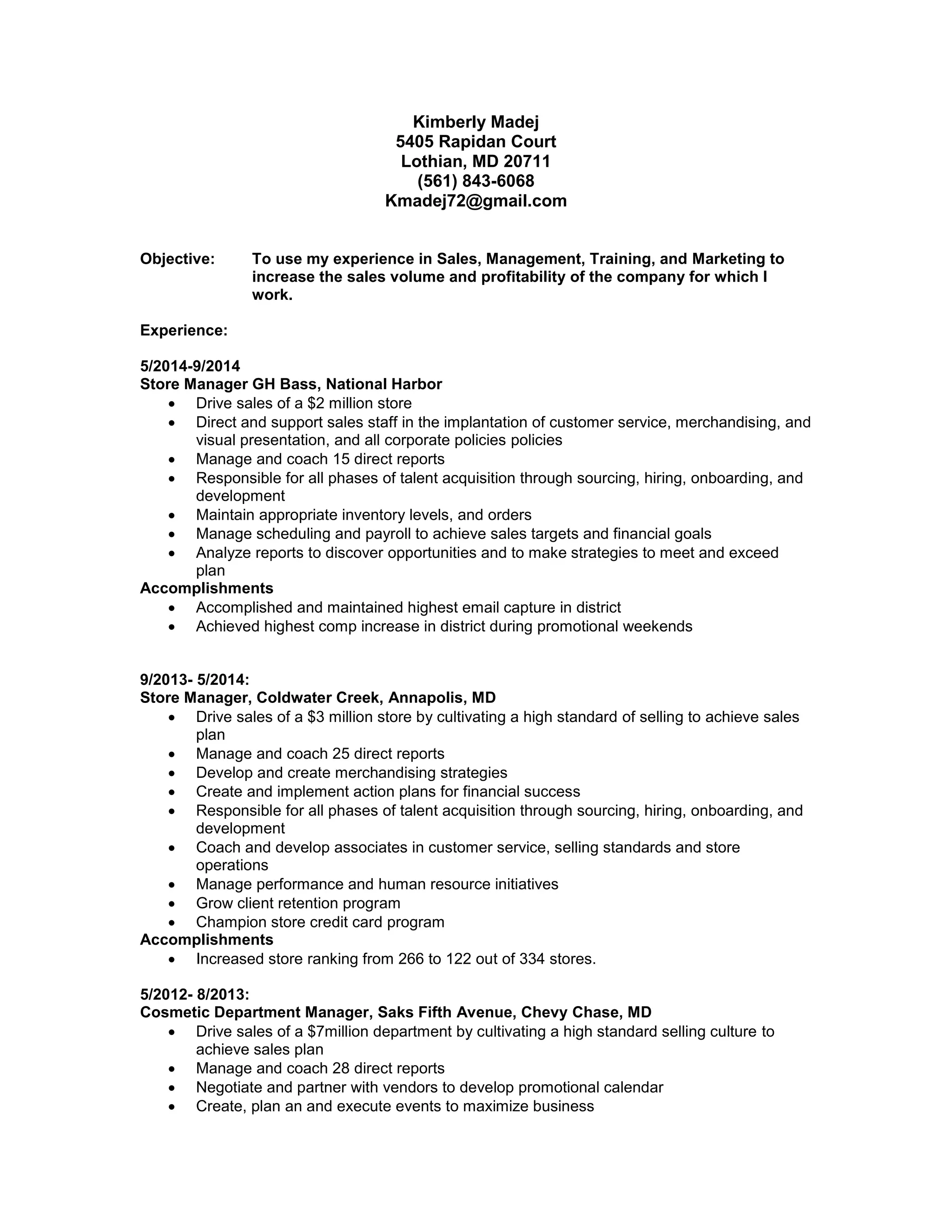 Kimberly Madej 2015 CV | PDF