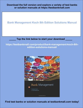 Bank Management Koch 8th Edition Solutions Manual | PDF