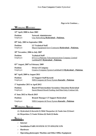 Syed Zohaib Ali Shah CV | DOC