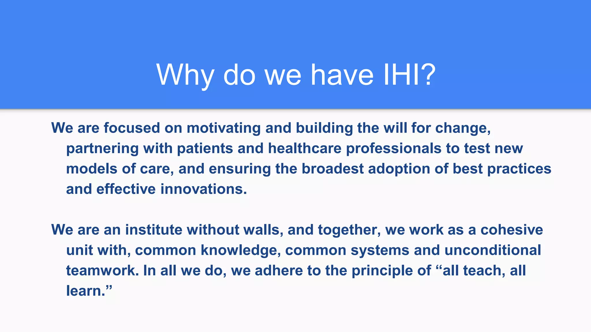 Institute for Healthcare Improvement-20161101 | PPTX | Healthcare ...