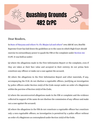 Grounds for Quashing 482 CrPC High Court | PDF