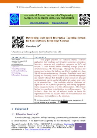 Developing Web-based Interactive Teaching System for Core Network Technology Courses | PDF