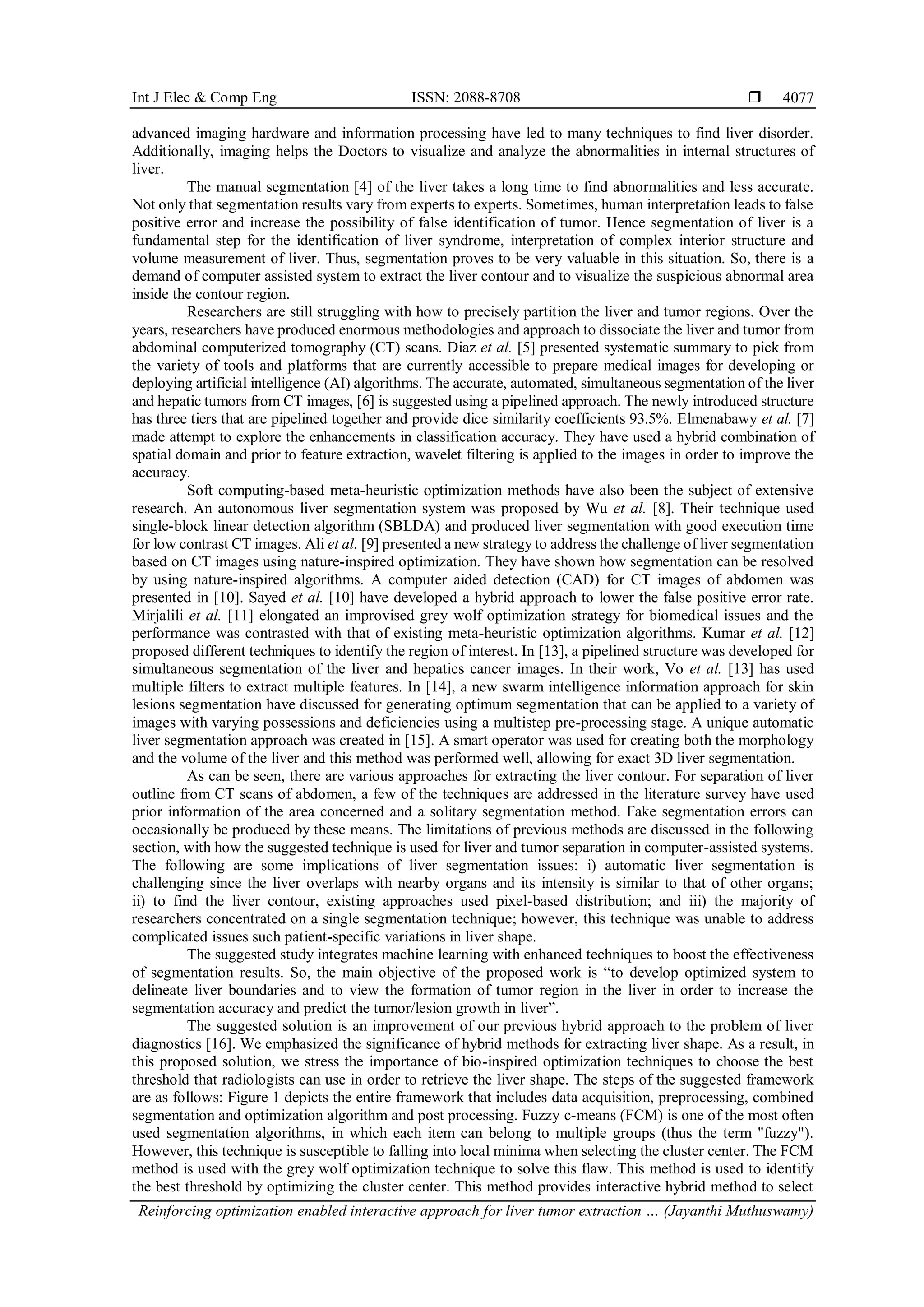 Reinforcing optimization enabled interactive approach for liver tumor extraction in computed ...