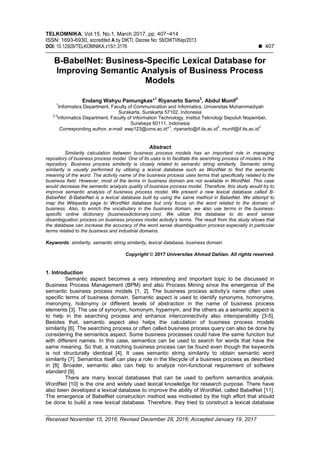 B-BabelNet: Business-Specific Lexical Database for Improving Semantic Analysis of Business ...