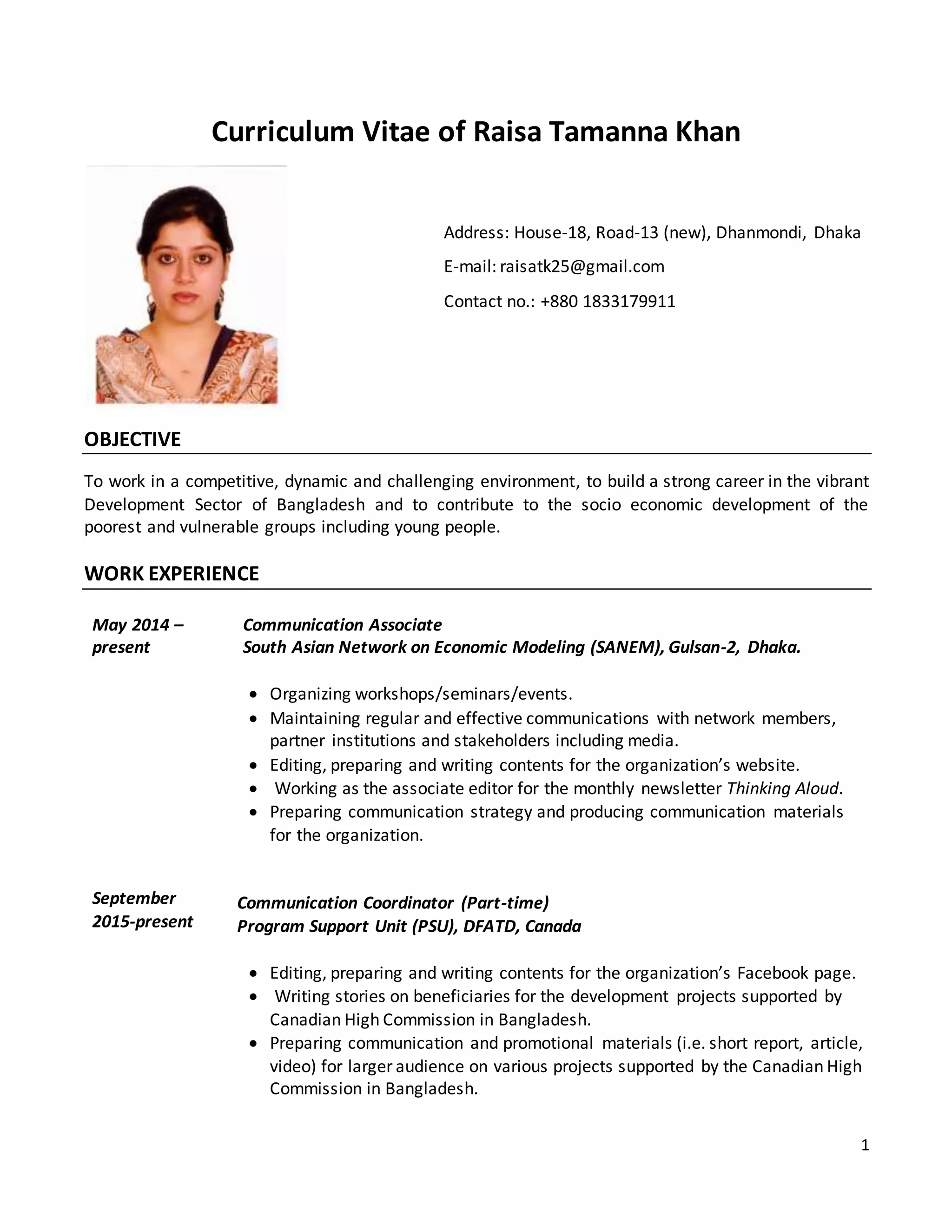 CV of Raisa Tamanna Khan | DOCX