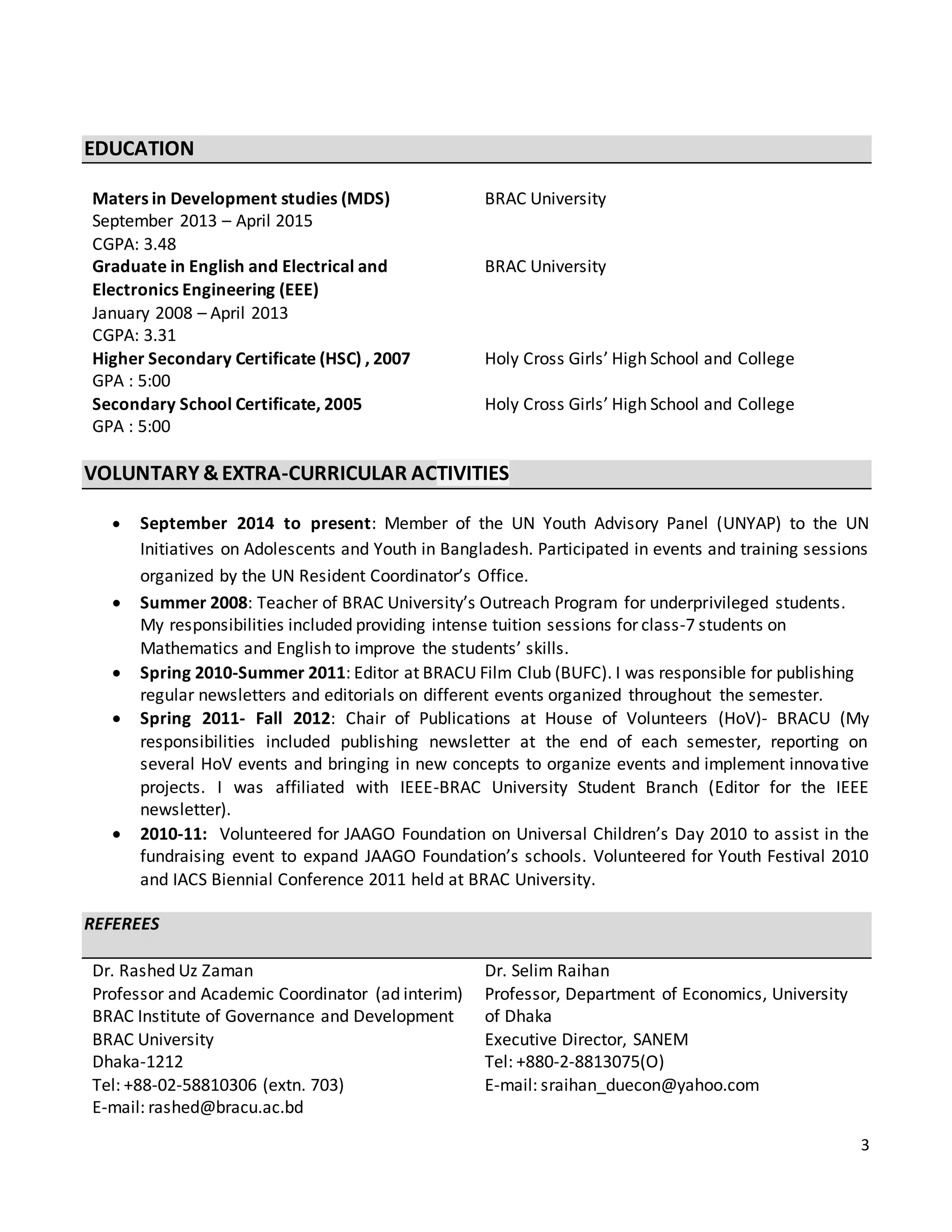 CV of Raisa Tamanna Khan | DOCX