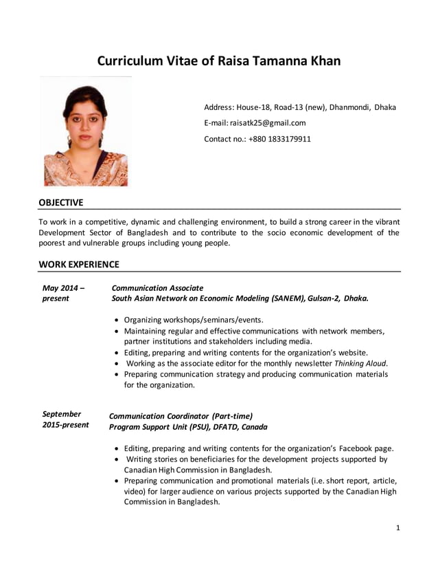 CV of Raisa Tamanna Khan | DOCX