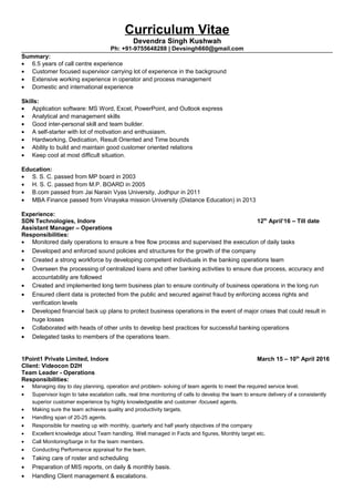 Devendra Kushwah Resume | DOC