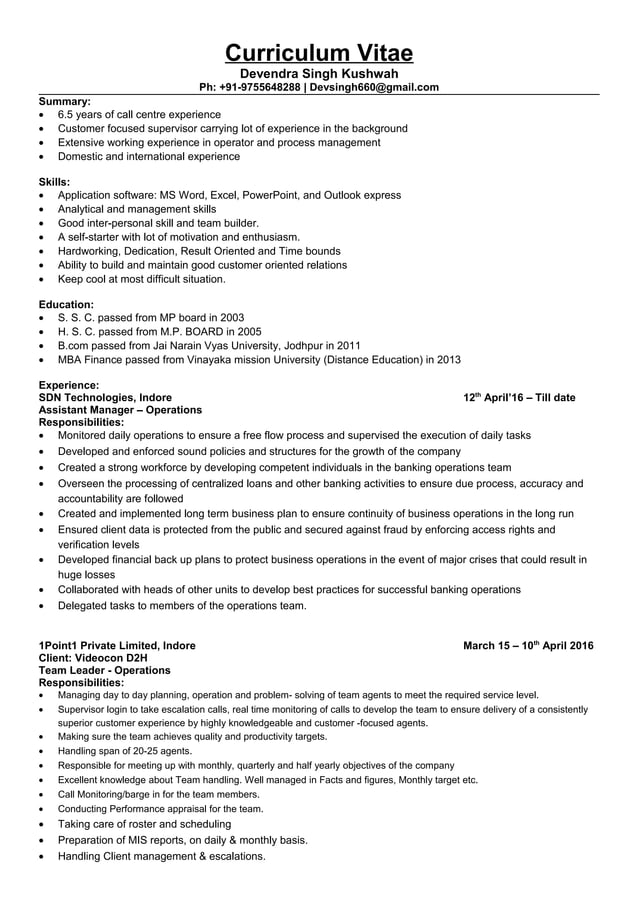 Devendra Kushwah Resume | PDF