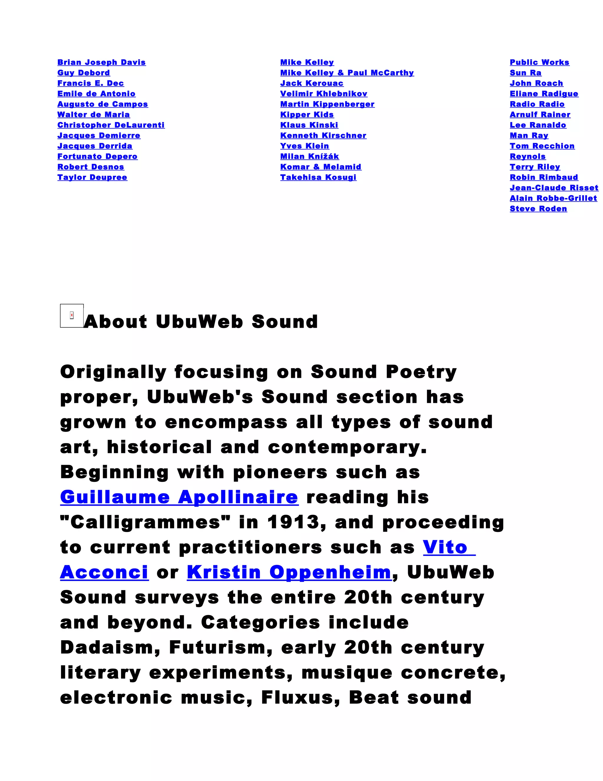 UbuWeb: Sound | DOC
