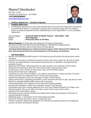 Maintenance Manager, | DOC