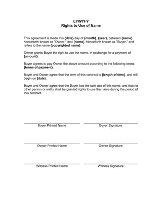 use of name rights-lywyfy | DOC