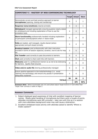 Robert Davies COLF Assessment | PDF