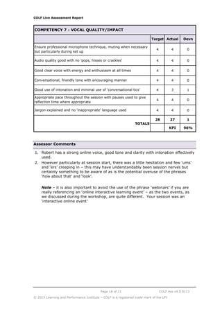 Robert Davies COLF Assessment | PDF
