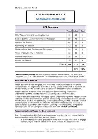Robert Davies COLF Assessment | PDF