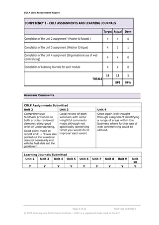 Robert Davies COLF Assessment | PDF