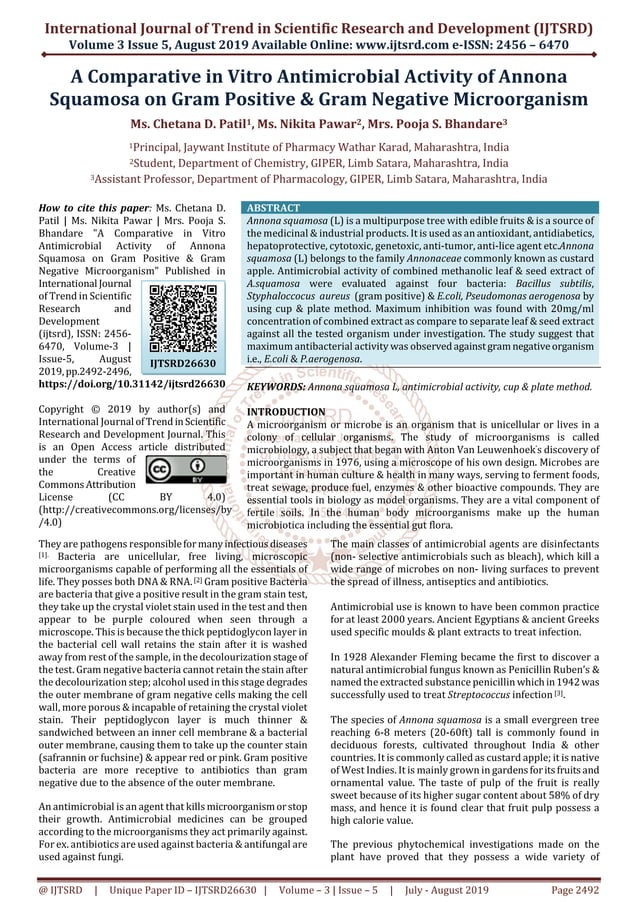 A Comparative in Vitro Antimicrobial Activity of Annona Squamosa on Gram Positive and Gram ...